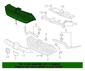 71121-TLA-A00 - 2017-2019 Honda CR-V - Base Front Grille | Honda Parts ...