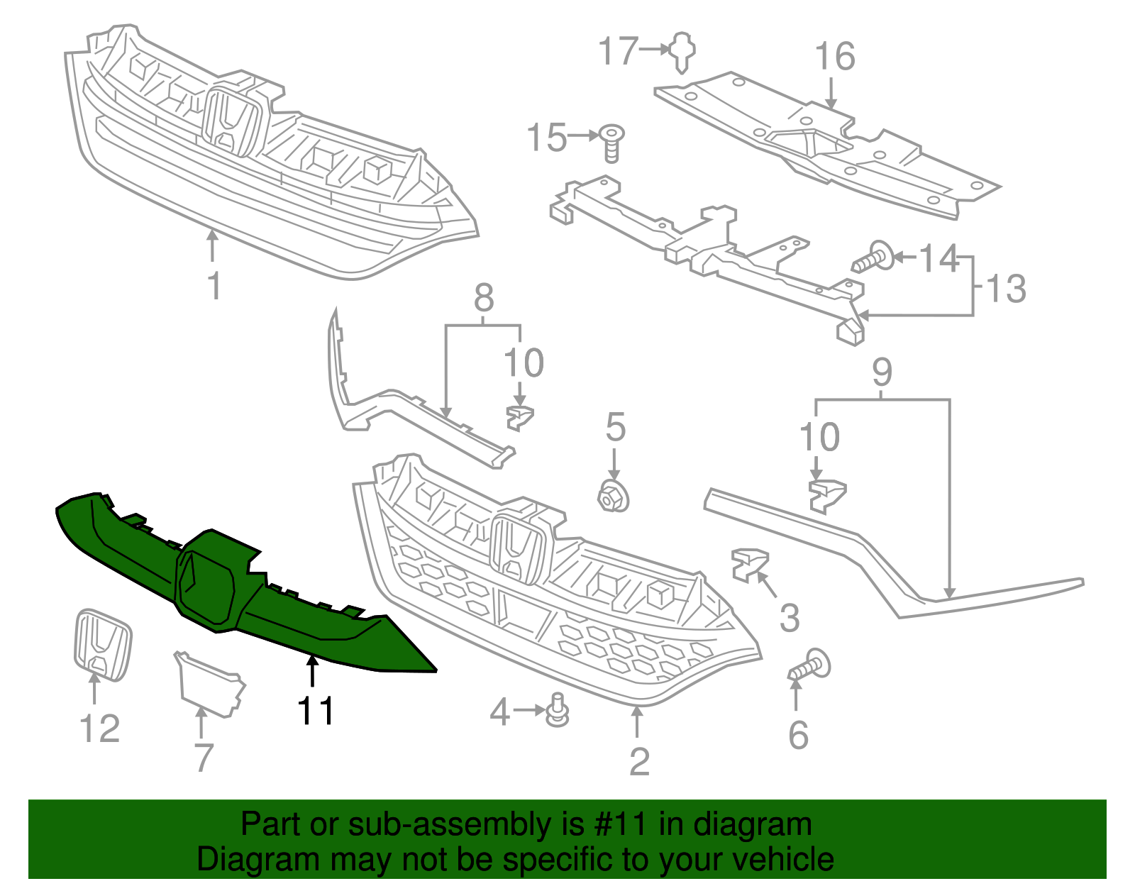 71122-TLA-A00 - 2017-2019 Honda CR-V - Molding Front Grille | Honda Car ...