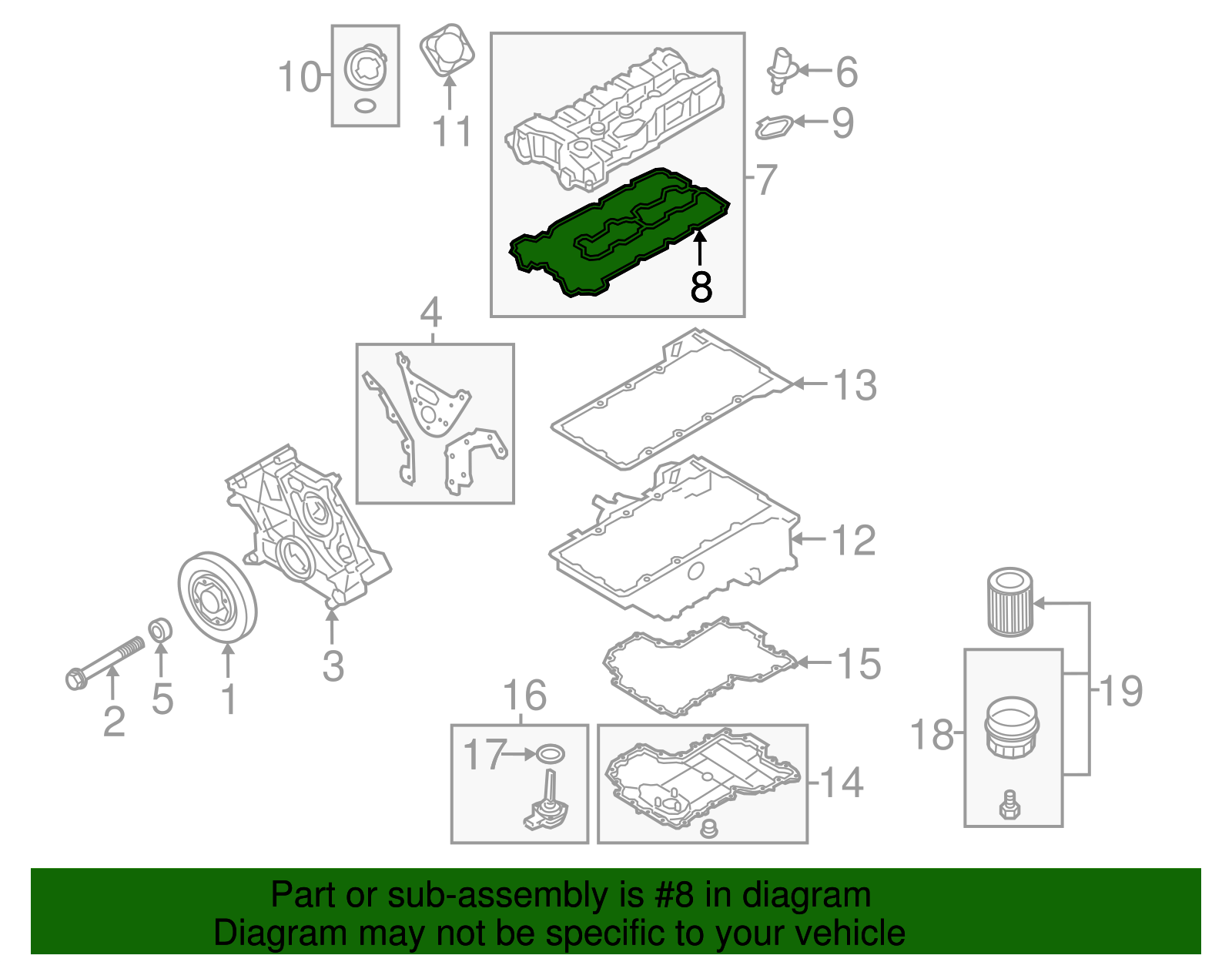 11127614701 - 2012-2019 BMW Valve Cover Gasket (11-12-7-614-701) | BMW ...