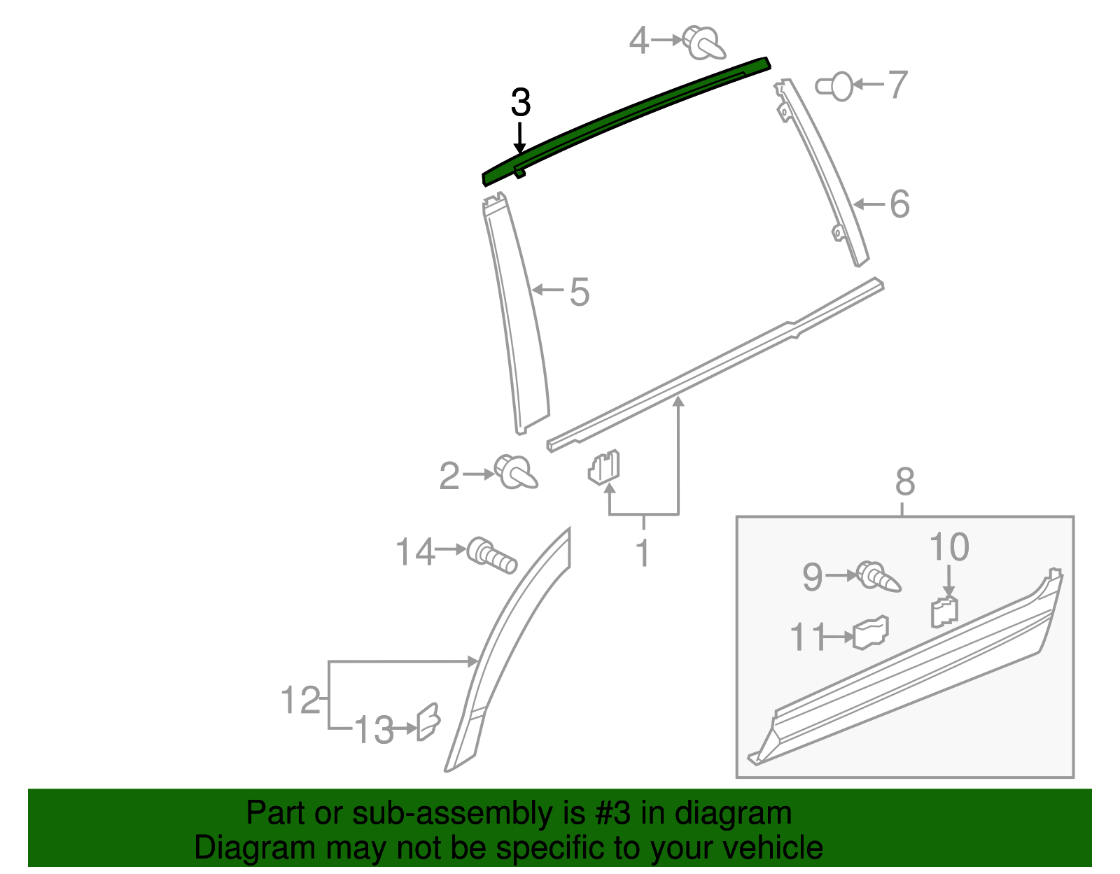 72965-TG7-A01 - Upper Molding 2016-2022 Honda Pilot | Honda Parts Online