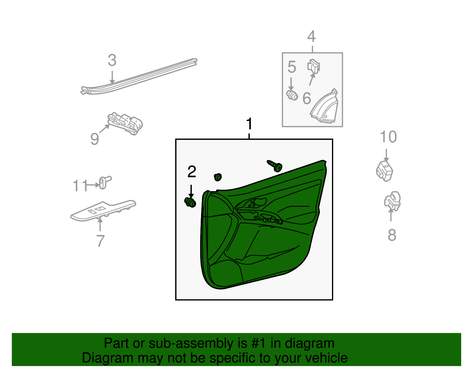 2009-2013 Toyota Matrix 2009-2013 Toyota Matrix - Door Trim Panel 67620 ...