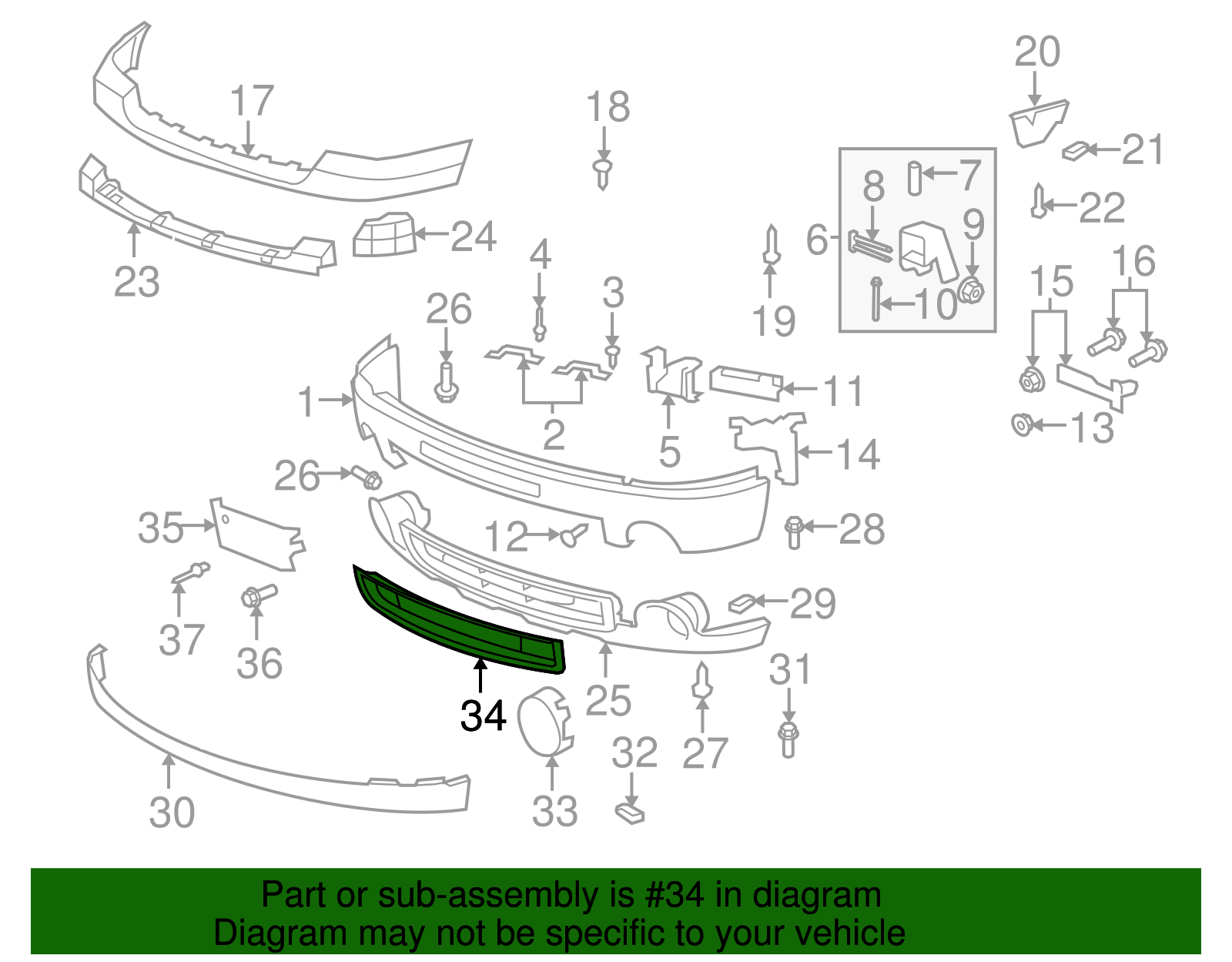 15901589 - 2007-2013 GMC - Bright Chrome Front Lower Grille | Partners ...