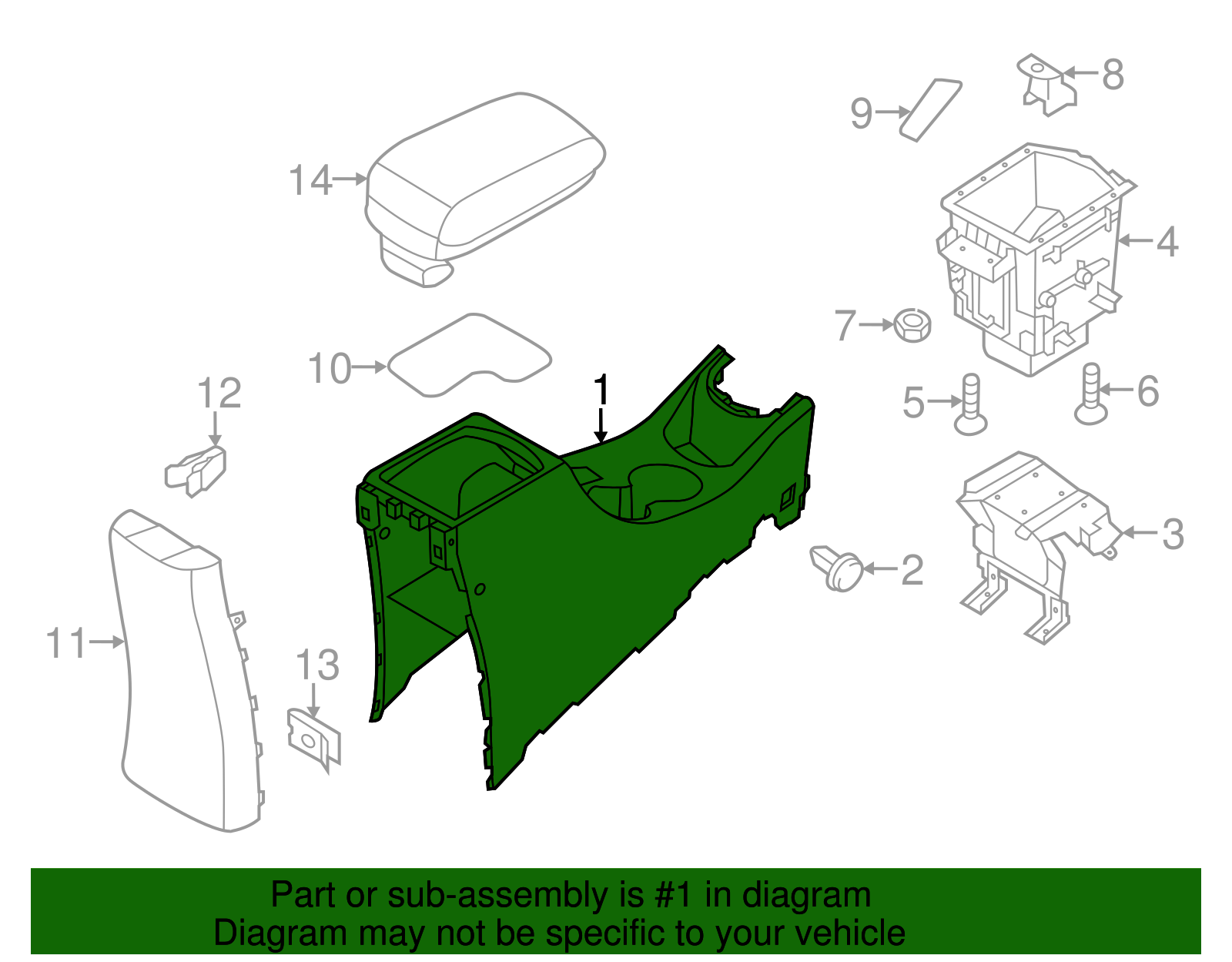 Hyundai - 84637-1R200-VYF - Center Console - 2015-2017 Hyundai Accent ...