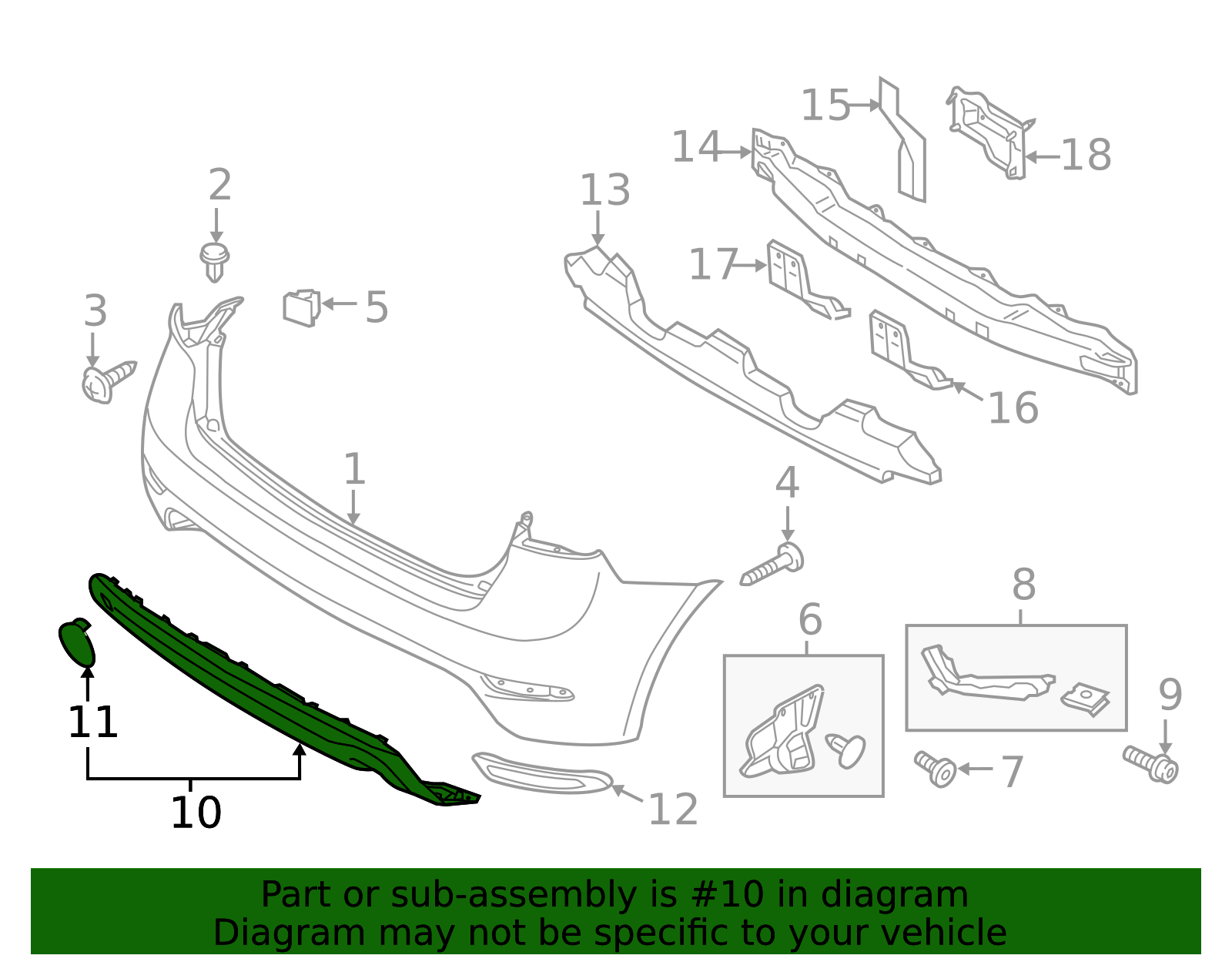 2014-2018 Kia Forte5 OEM NEW 14-18 Kia Forte5 Cover Rear Bumper Upper ...
