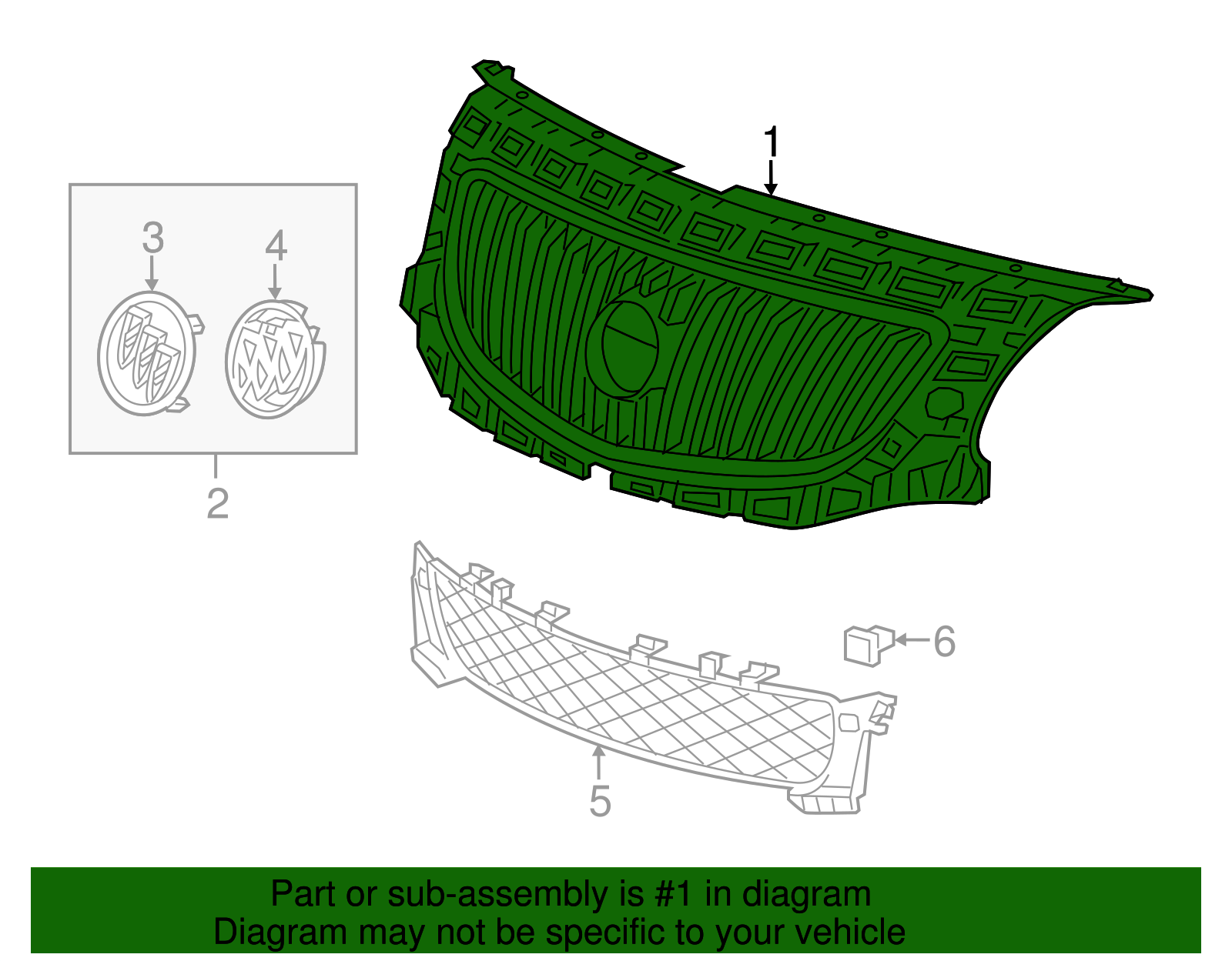 2014-2017 Buick Regal Matte Chrome Front Grille with Tri-Shield Emblem ...