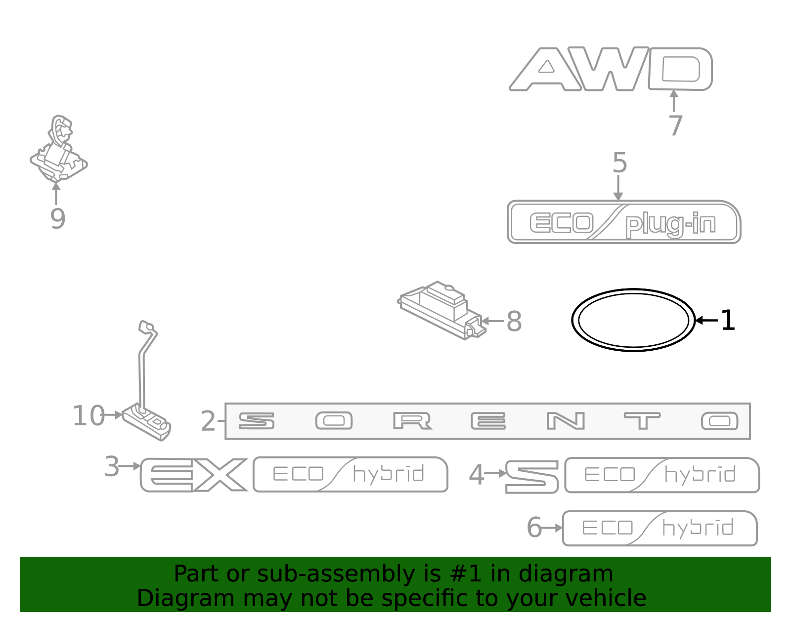 86300-P2200 - Hatch Emblem 2022-2025 Kia Sorento | Kia.Parts Store