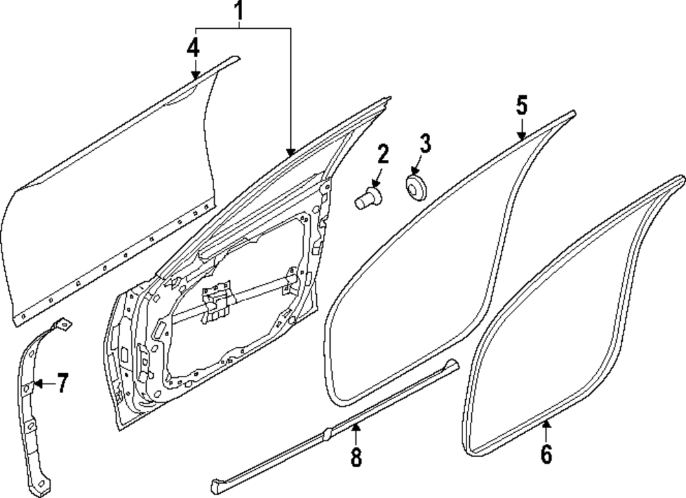 Hyundai - 82130-T4000 - Door Weather-Strip - 2023-2025 Genesis G90 ...