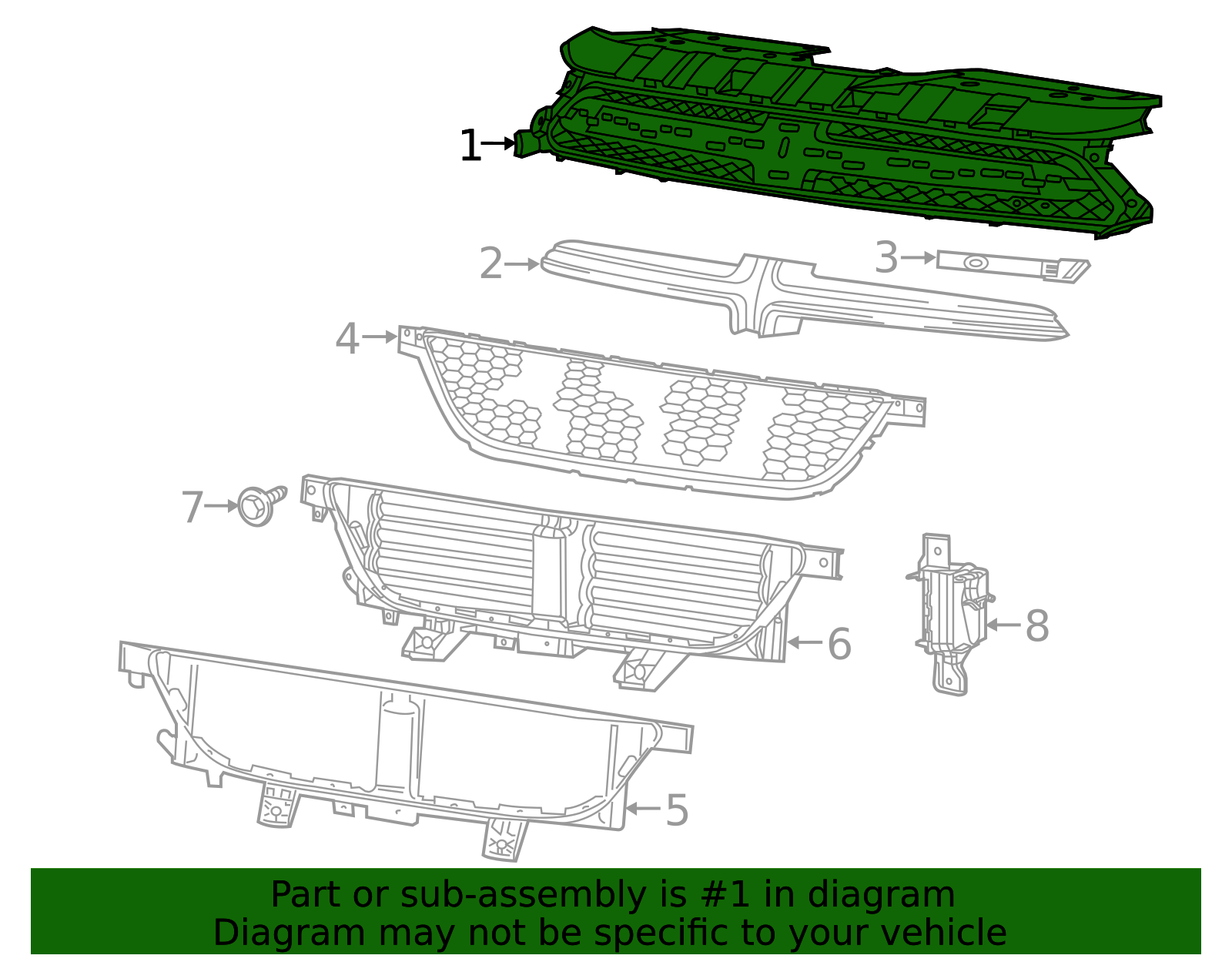 Upper Grille 68081408AE | Mopar Parts Canada