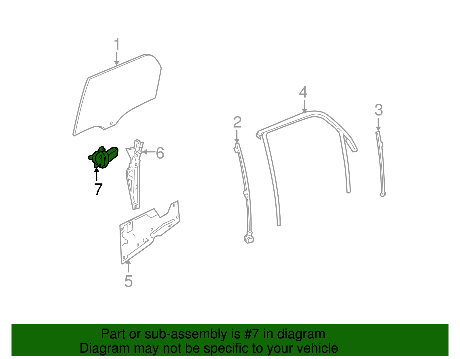 88980987 - 2005-2009 GM - Driver Side Power Window Regulator Motor ...