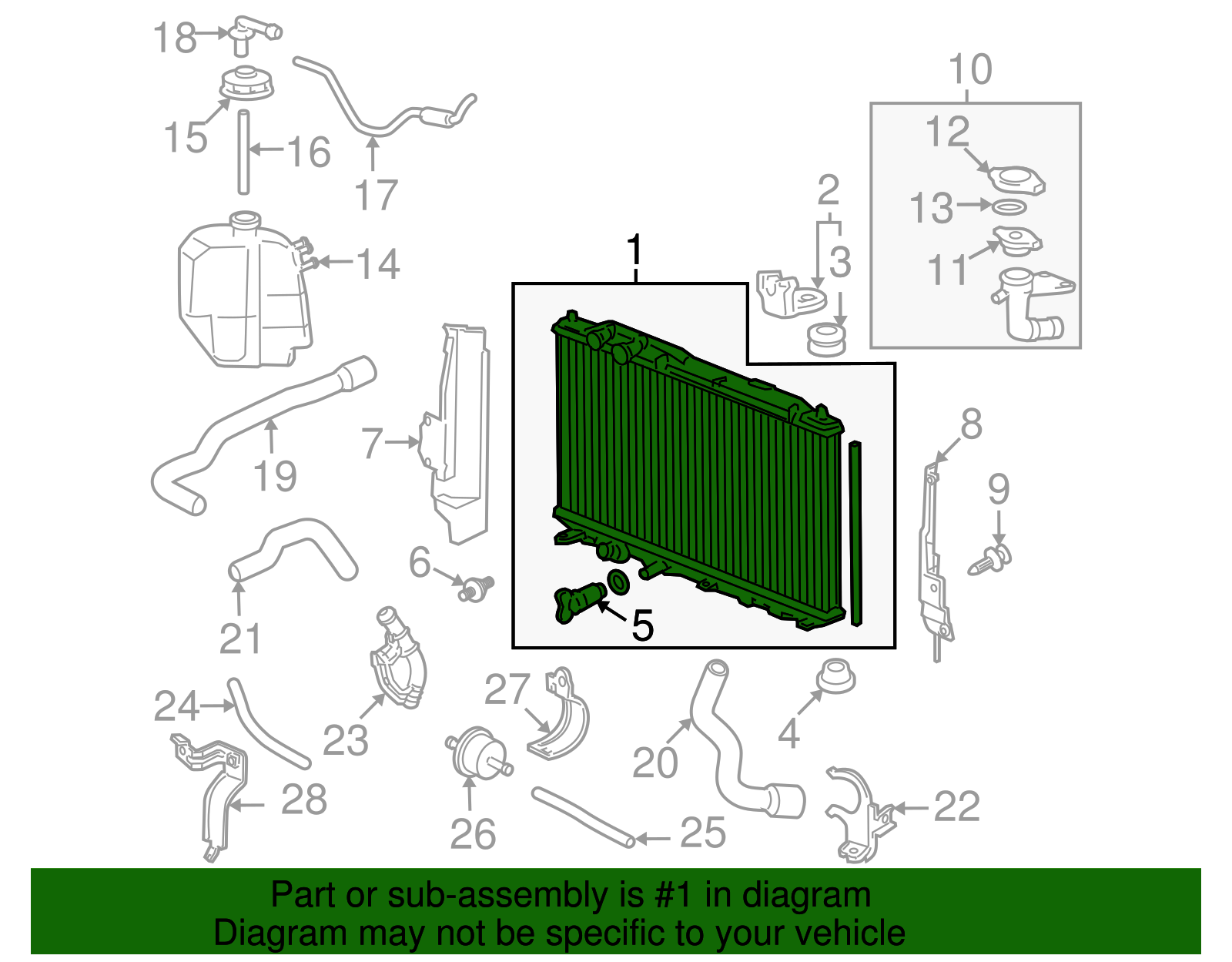 19010-RRH-901 - Radiator (Denso) - 2006-2011 Honda Civic | Honda Parts ...