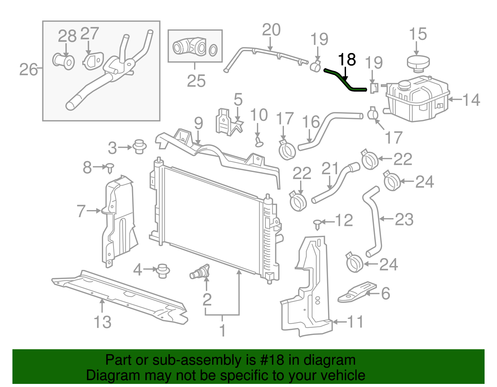 2014-2019 Cadillac XTS Engine Coolant Air Bleed Hose 12645463 ...