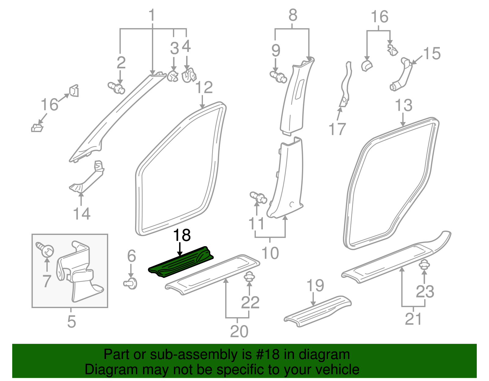84202-SJC-A01ZB - 2006-2014 Honda Ridgeline - Garnish Front Side (Outer ...