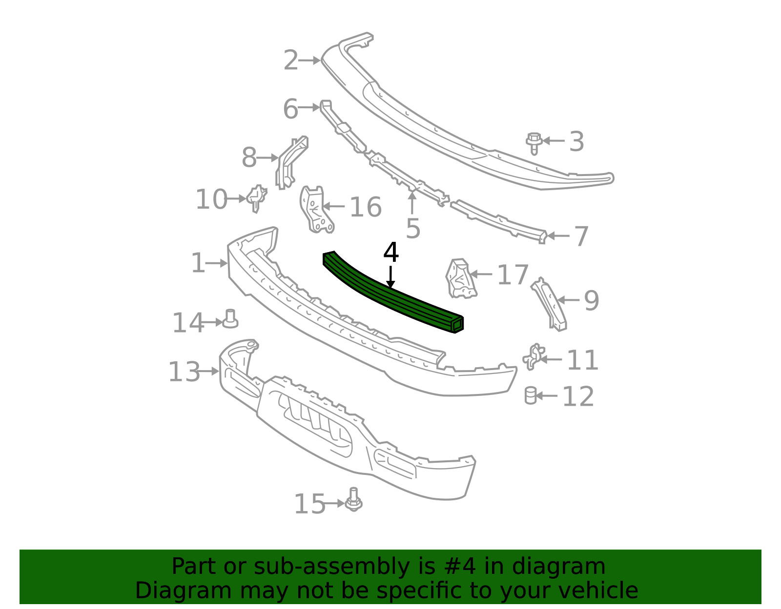 2001-2004 Toyota Tacoma Bumper Face Bar Reinforcement Beam 52131-AD010 ...