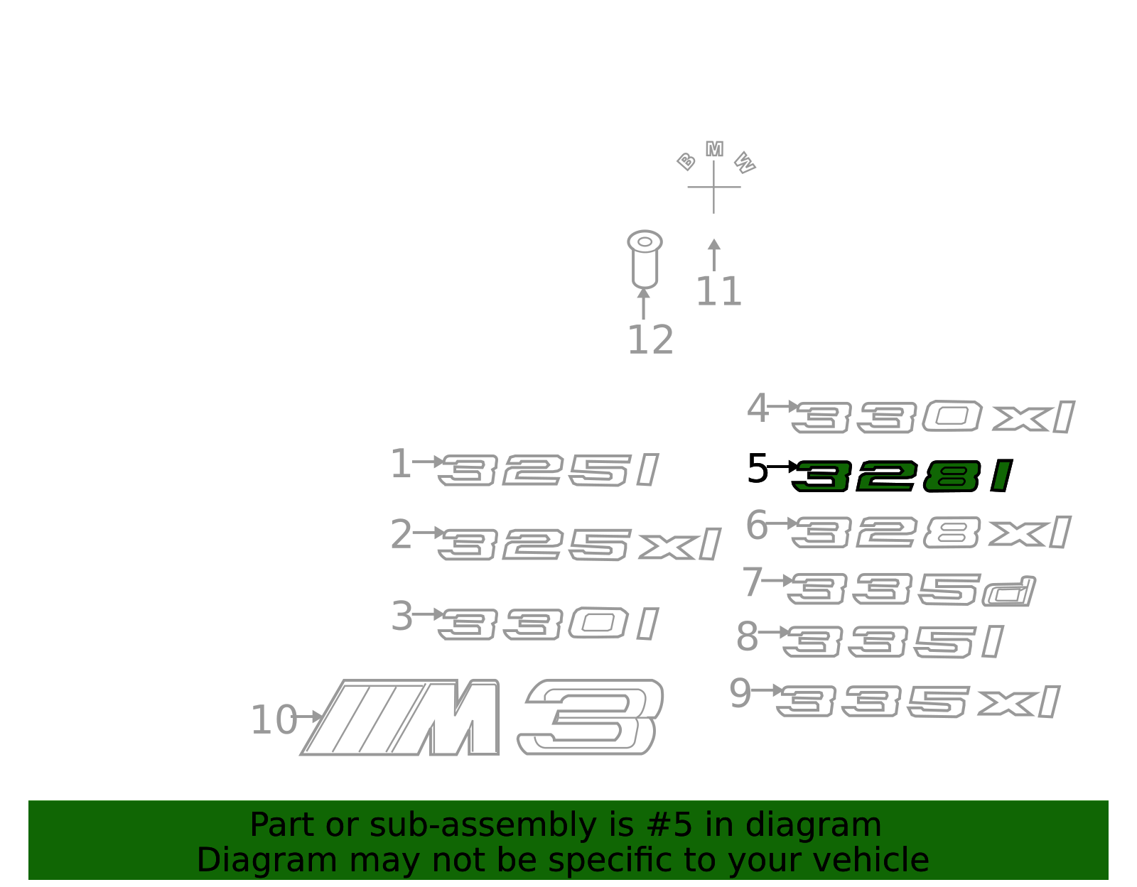 51147183151 - 2007-2011 BMW 328i 328i Emblem (51-14-7-183-151) | BMW of ...