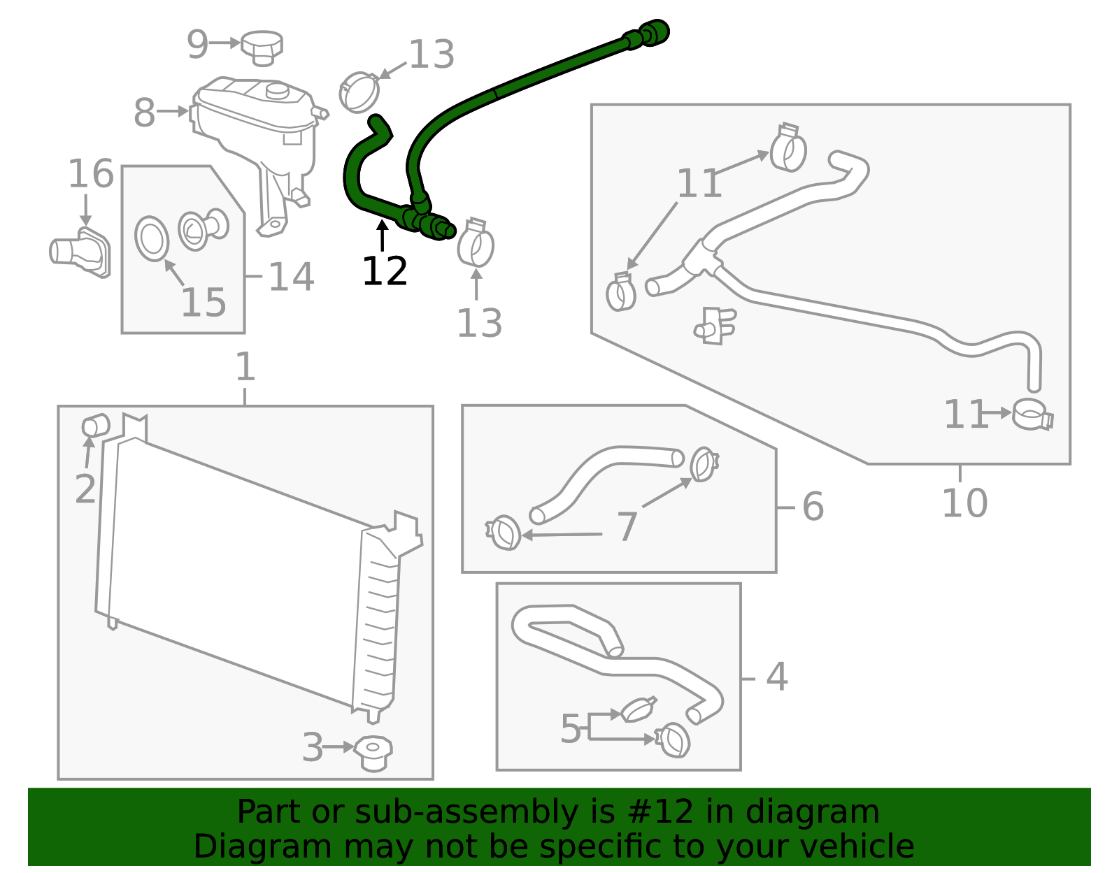 2009-2014 GM Radiator Surge Tank Outlet Hose 25806518 GM ...