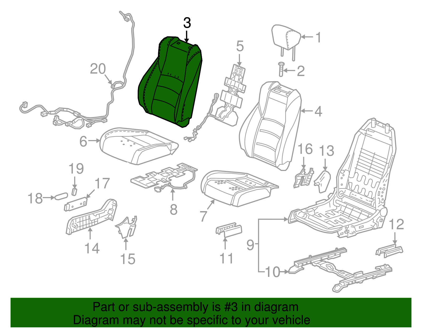 81121-TVA-A21ZB - 2018-2019 Honda Accord - Cover R Front Seat-Back Trim ...