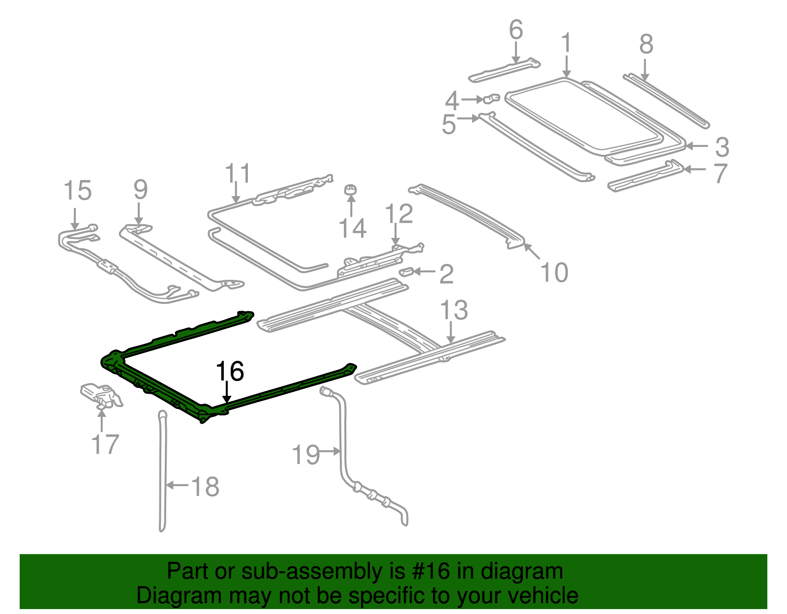 63233-60021 - High-Quality Sunroof Frame for 1998-2002 Lexus LX470 ...