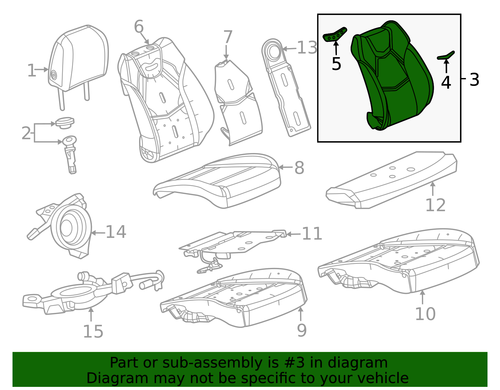 2022-2025 Cadillac CT4 Seat Back Cover 87833426 | QuirkParts