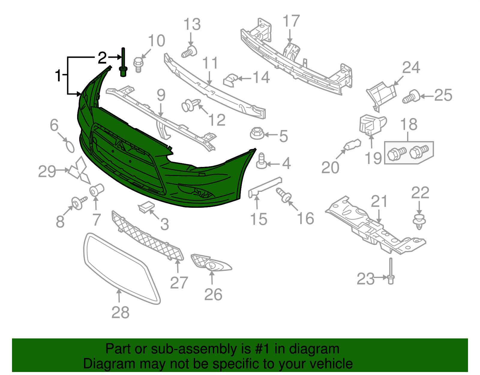 6400D868 - Bumper Cover 2009-2015 Mitsubishi Lancer | Mitsubishi Direct ...