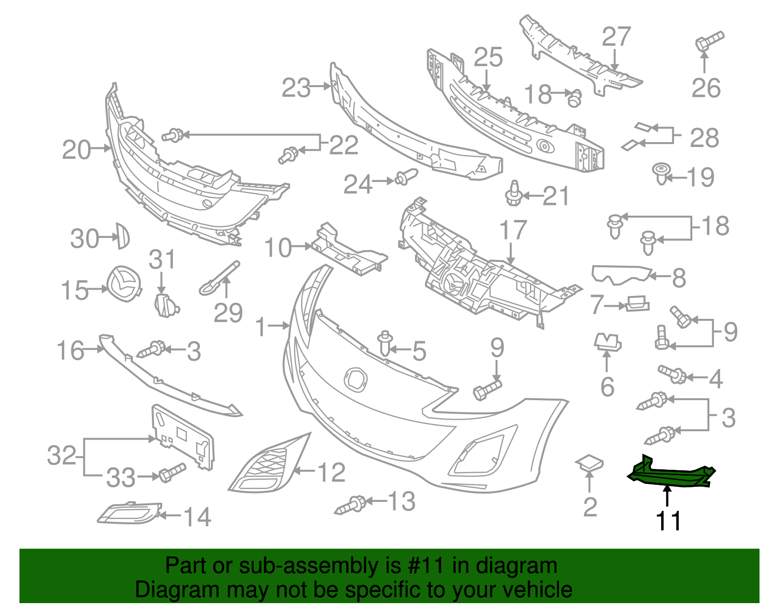 2010-2011 Mazda 3 Lower Cover - Driver's Side (LH) BBN2-50-102B ...