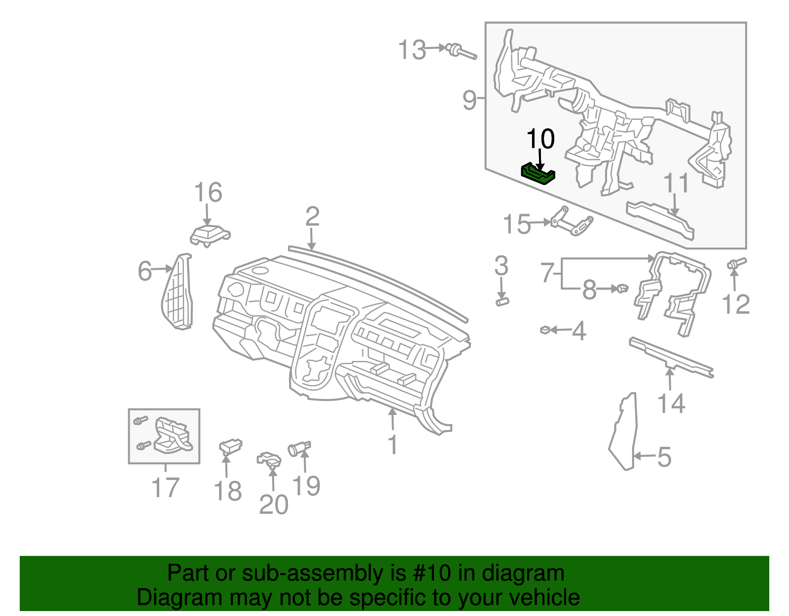 77169-S5A-000 - Instrument Panel Cross-Member Bracket 2001-2011 Honda ...