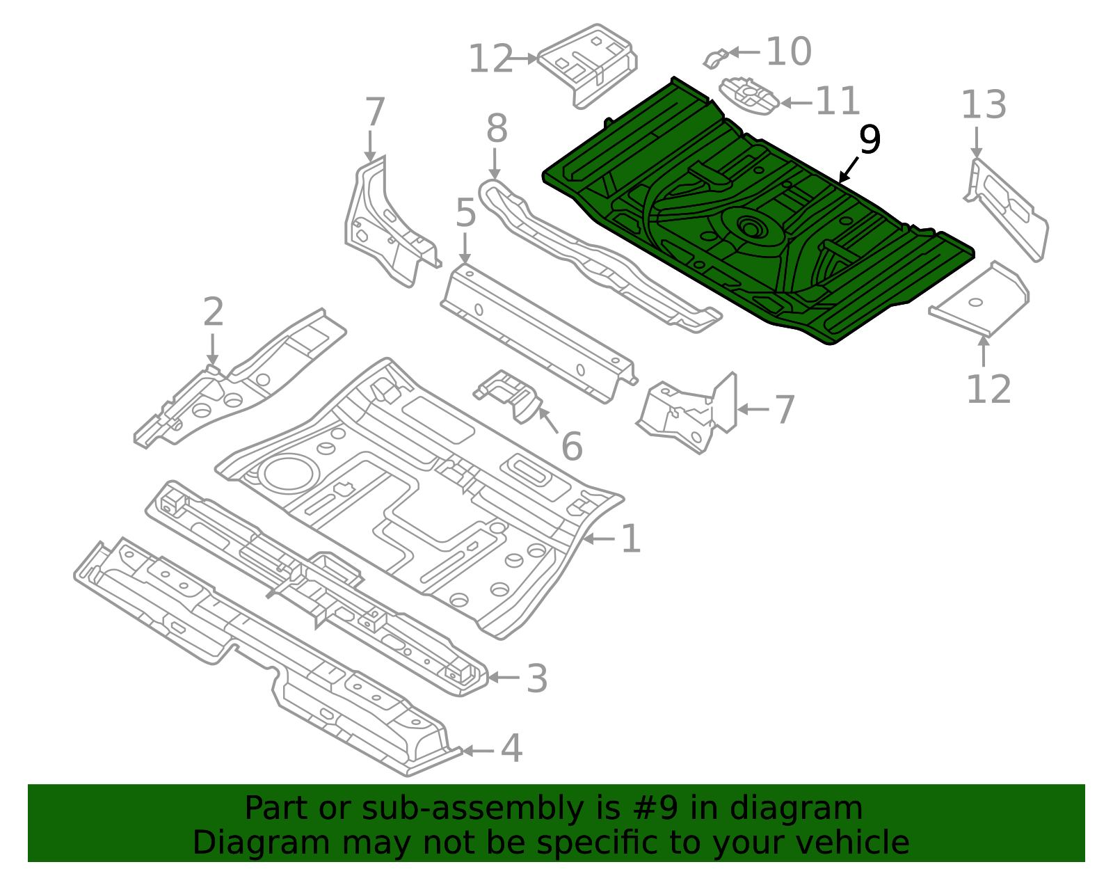 3QF-813-116-B - Rear Floor Pan 2020-2025 Volkswagen Atlas Cross Sport ...