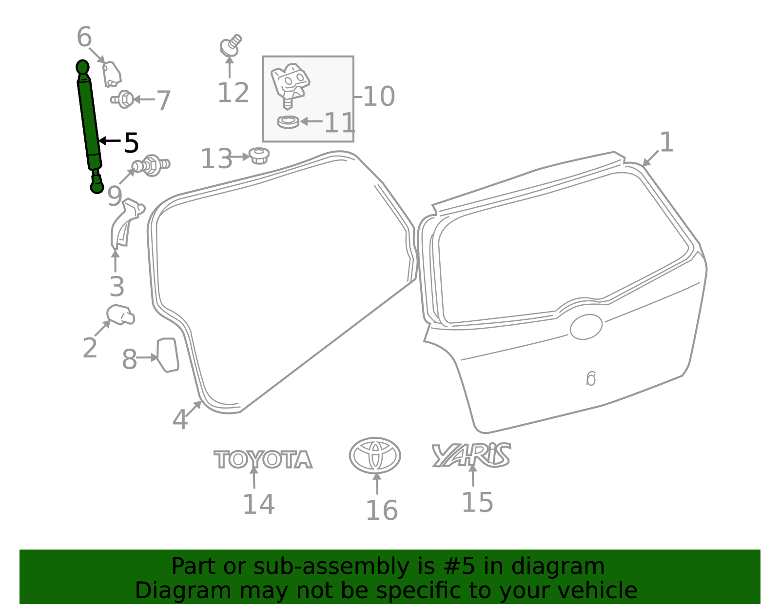 Genuine Official Toyota Hatch Lift Support (Right) part# 68950-0D022 ...