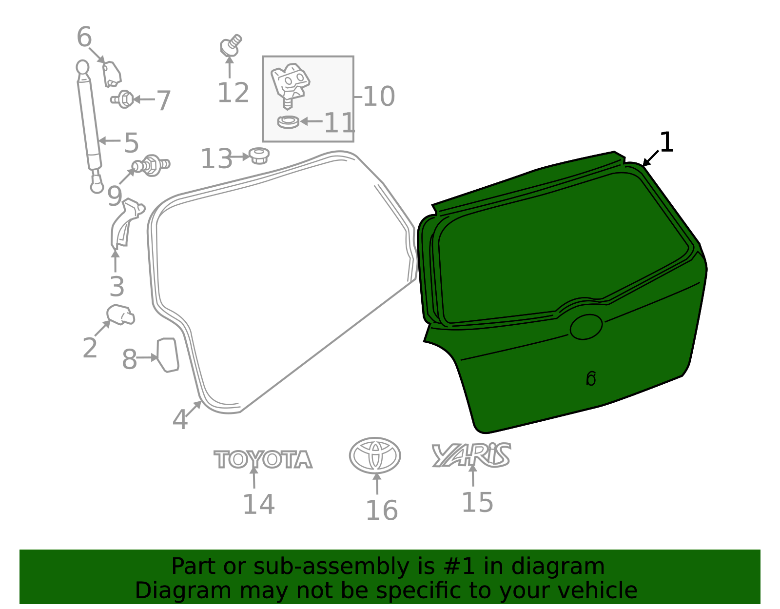 67005-52A40 - Lift Gate 2007-2011 Toyota Yaris | Find Vintage Parts