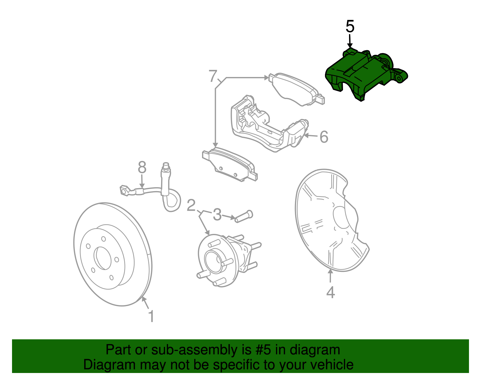 2005-2008 GM Rear Driver Side Disc Brake Caliper Assembly 19354123 ...