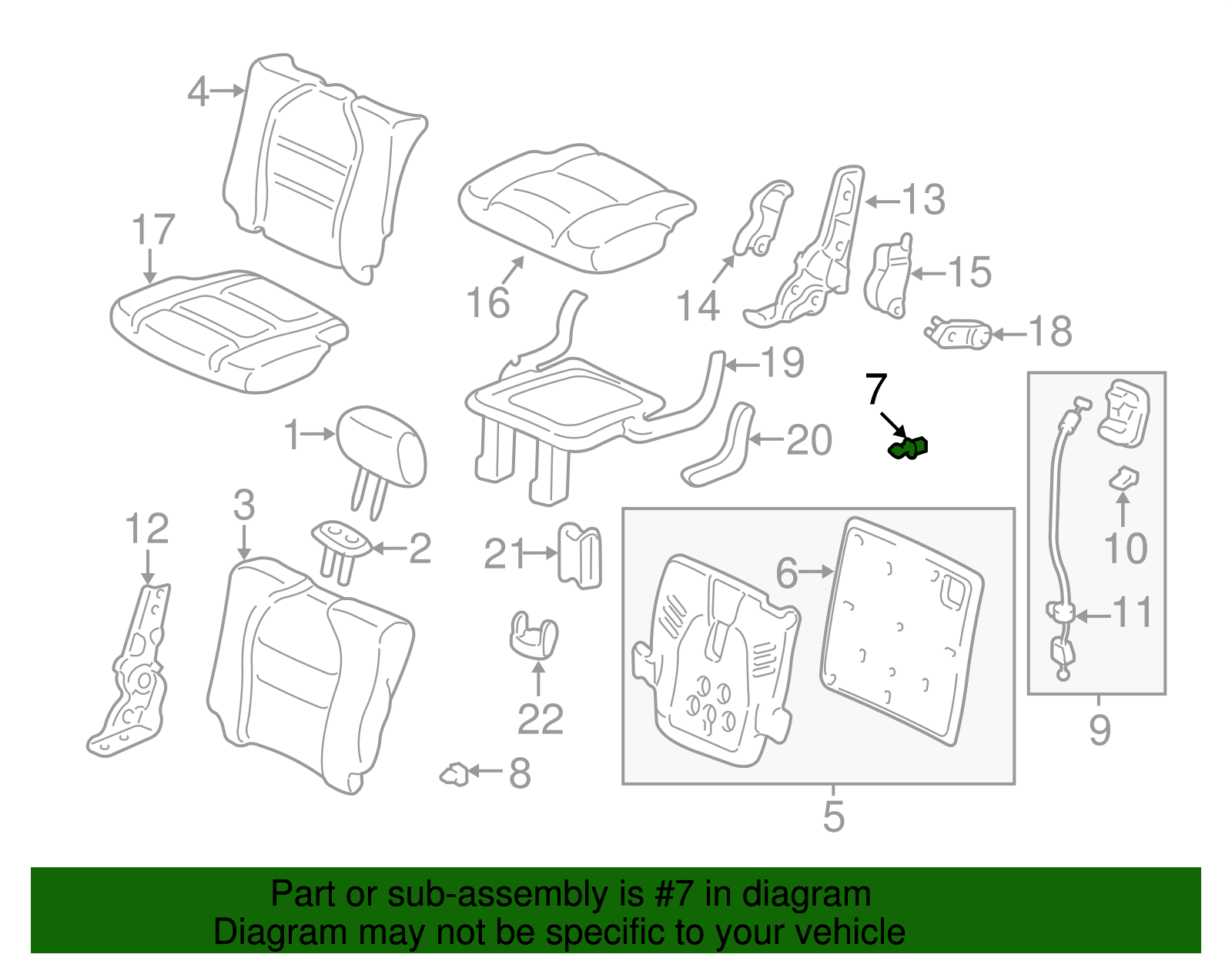 90600-S3V-A11 - 2003-2008 Honda Pilot - Clip Rear Seat (Upper) | Honda ...