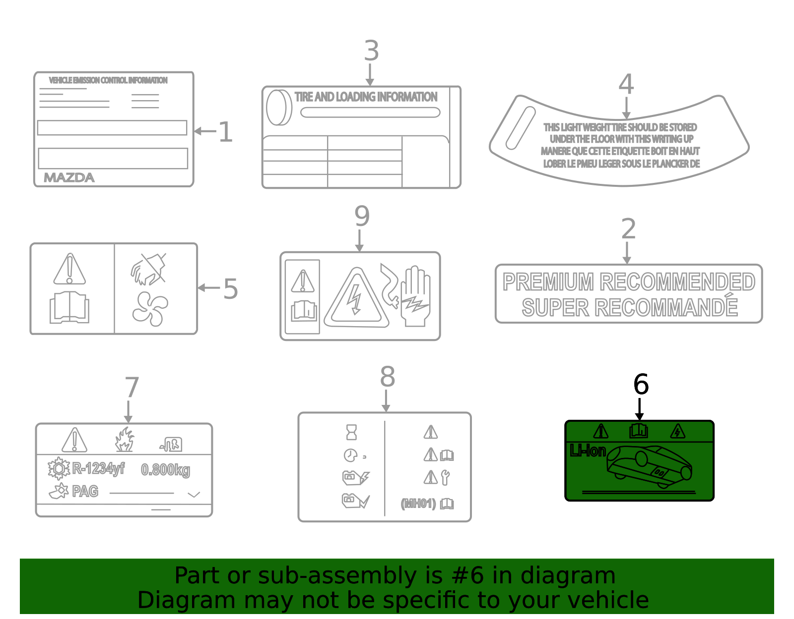 K628-67-ZB6 - Battery Label 2024-2025 Mazda CX-90 | Florida Mazda Parts