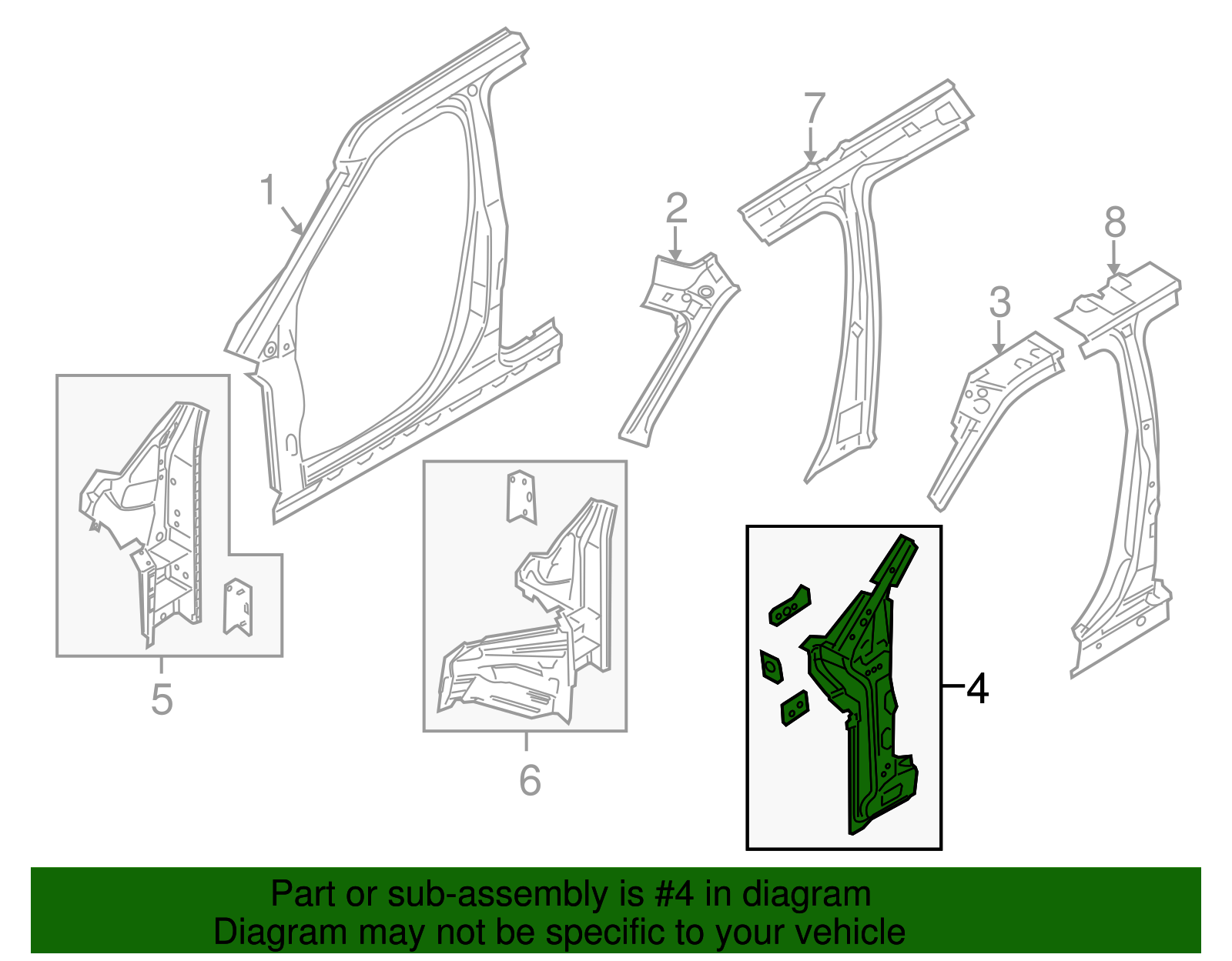 2016-2019 Ford Hinge Pillar Reinforced FB5Z-7822843-B | Ford OEM Parts ...