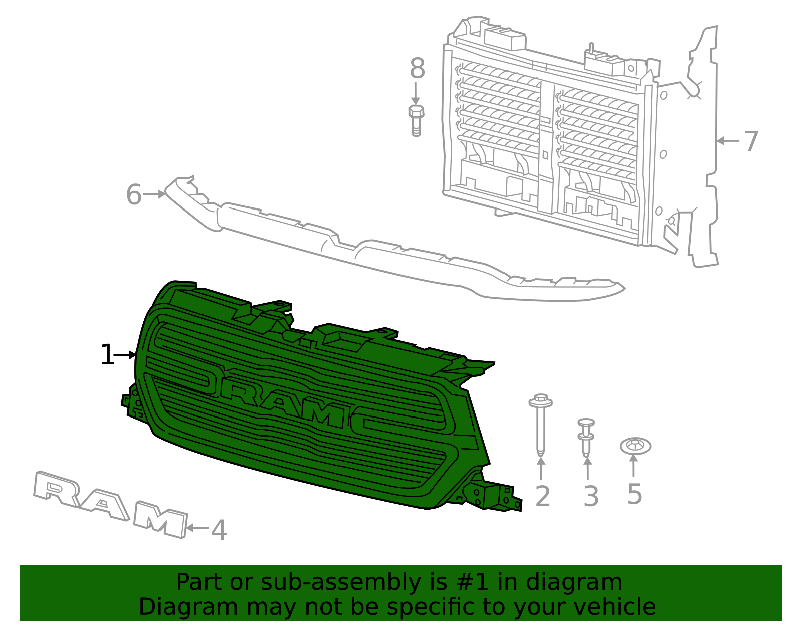 2019-2024 Ram 1500 Grille 68404851AB | Mopar Parts Canada