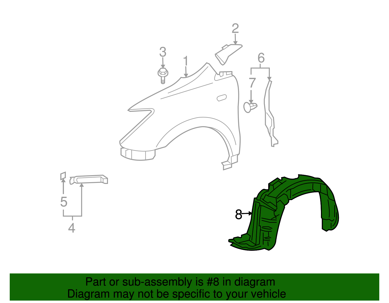 2006 Scion Front Passenger Side Fender Liner For Scion XA (2004-2006 ...