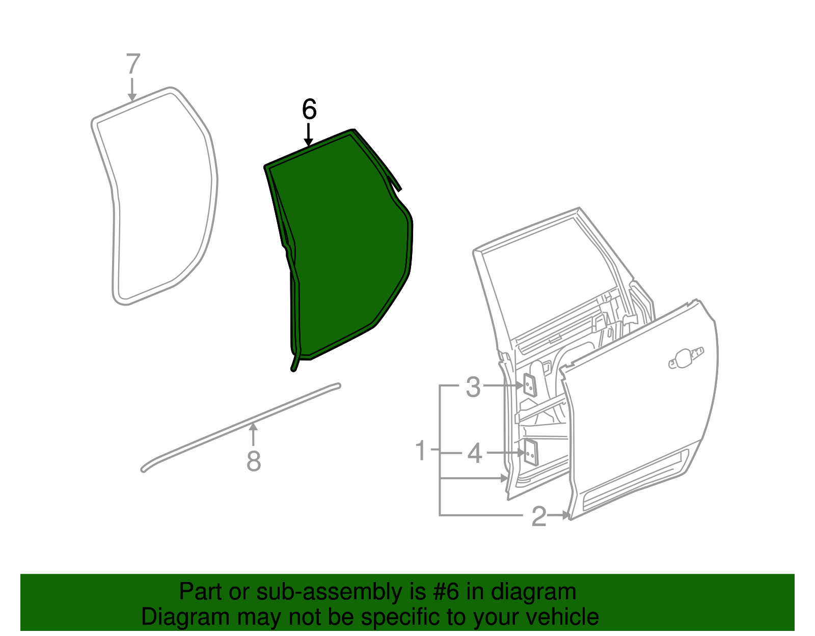 2009-2017 Buick Enclave Driver Side Rear Door Weatherstrip 20929649 ...