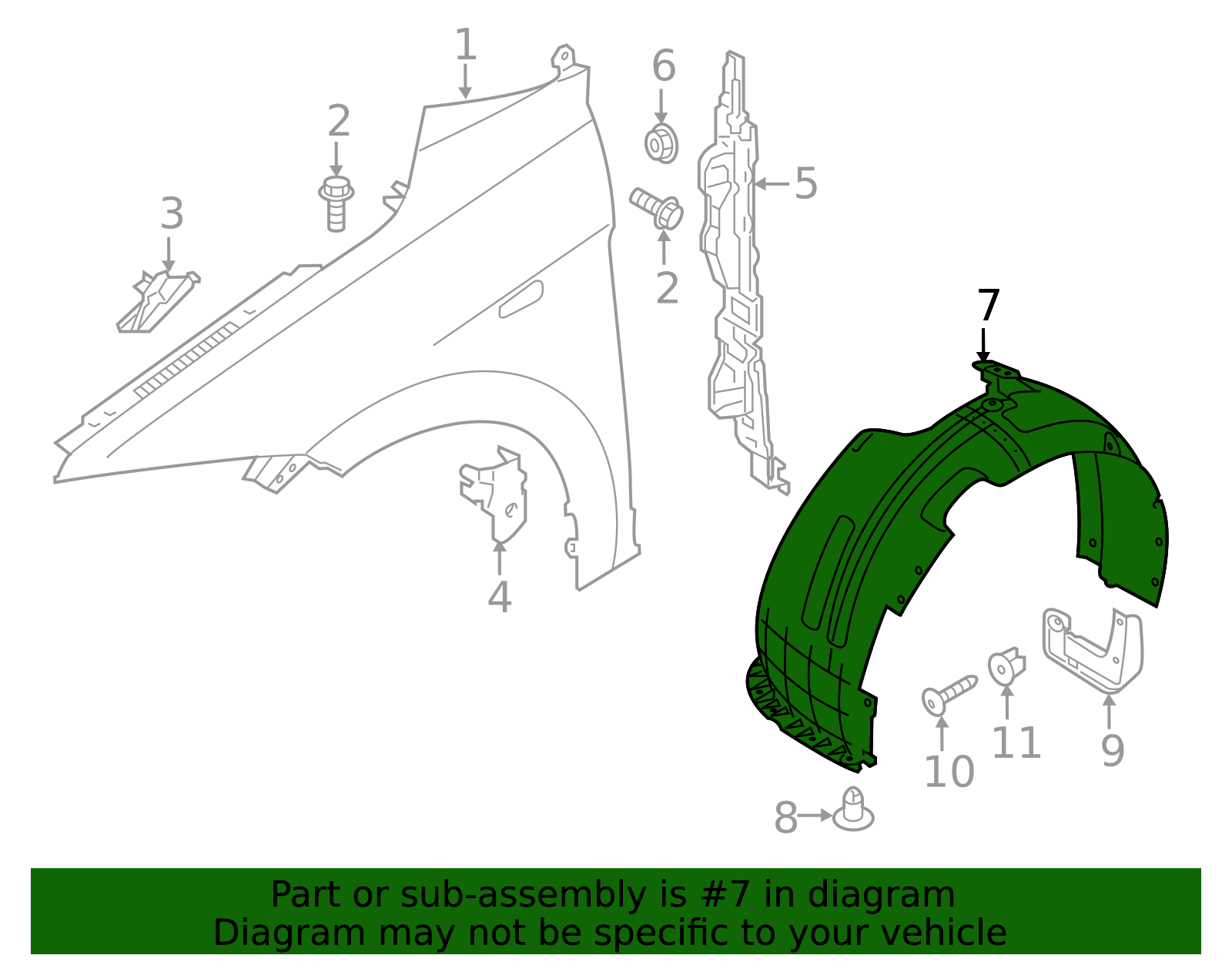 2017-2018 Hyundai Elantra Fender Liner 86811-F2500 | QuirkParts