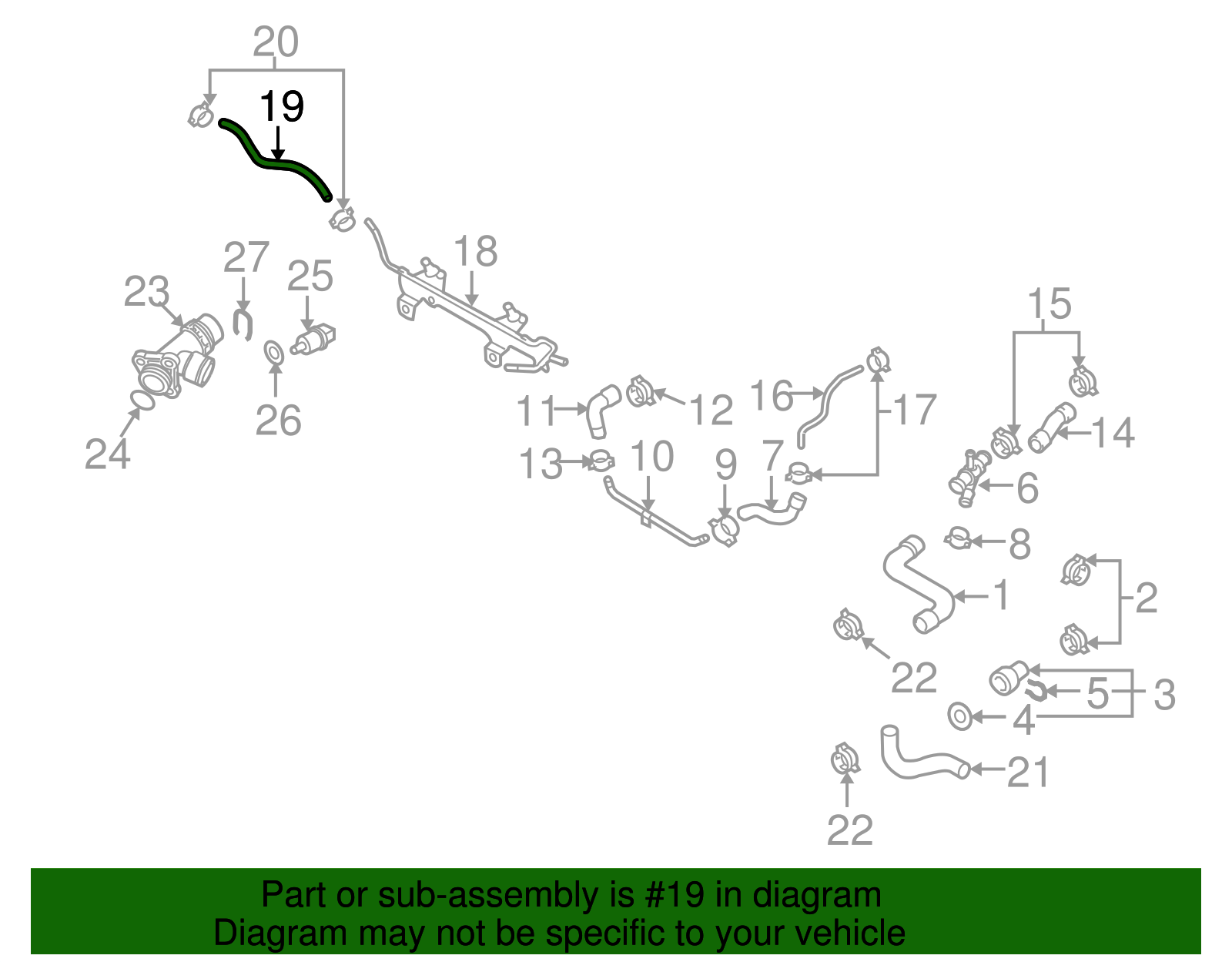 2007-2008 Volkswagen Engine Coolant Hose 1K0-121-447-AT | VW Direct Parts