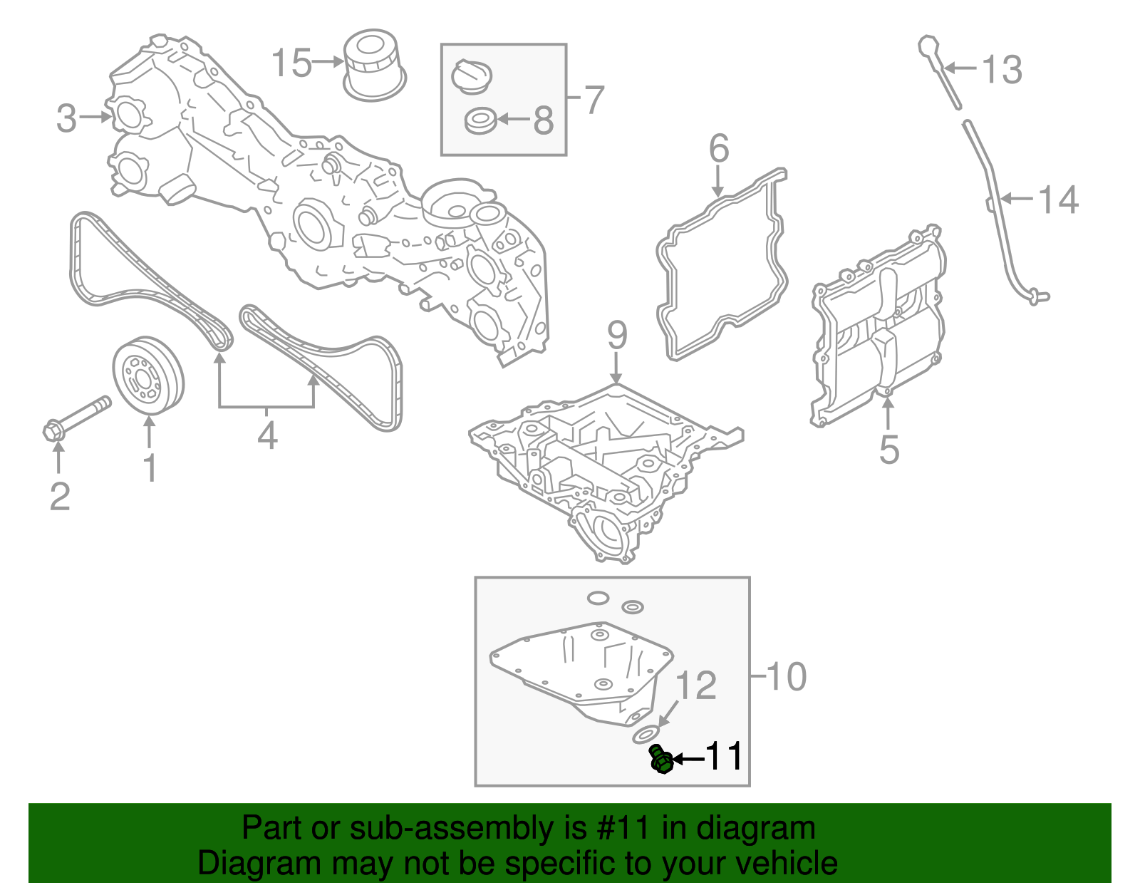 2012-2018 Subaru Updated Design - Oil Pan Drain Plug 807016210 ...