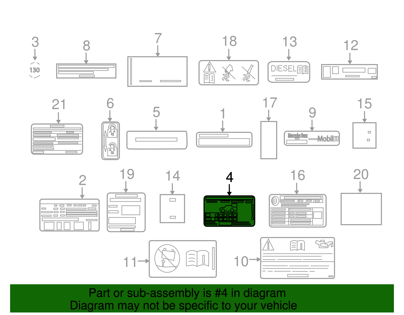 212-584-13-13 - Tire Information Label 2014-2016 Mercedes-Benz E 350 ...