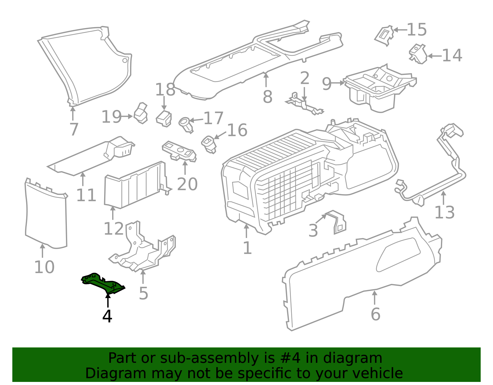 83421-T0A-000 - Console Body Rear Bracket 2012-2014 Honda CR-V | Honda ...