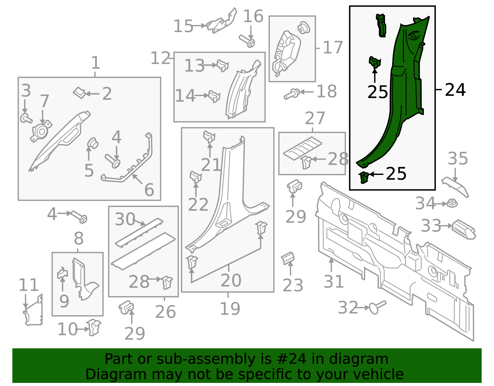 ML3Z-16278D12-AE - 2021-2024 Ford - Rear Pillar Trim | Dealer Auto Parts