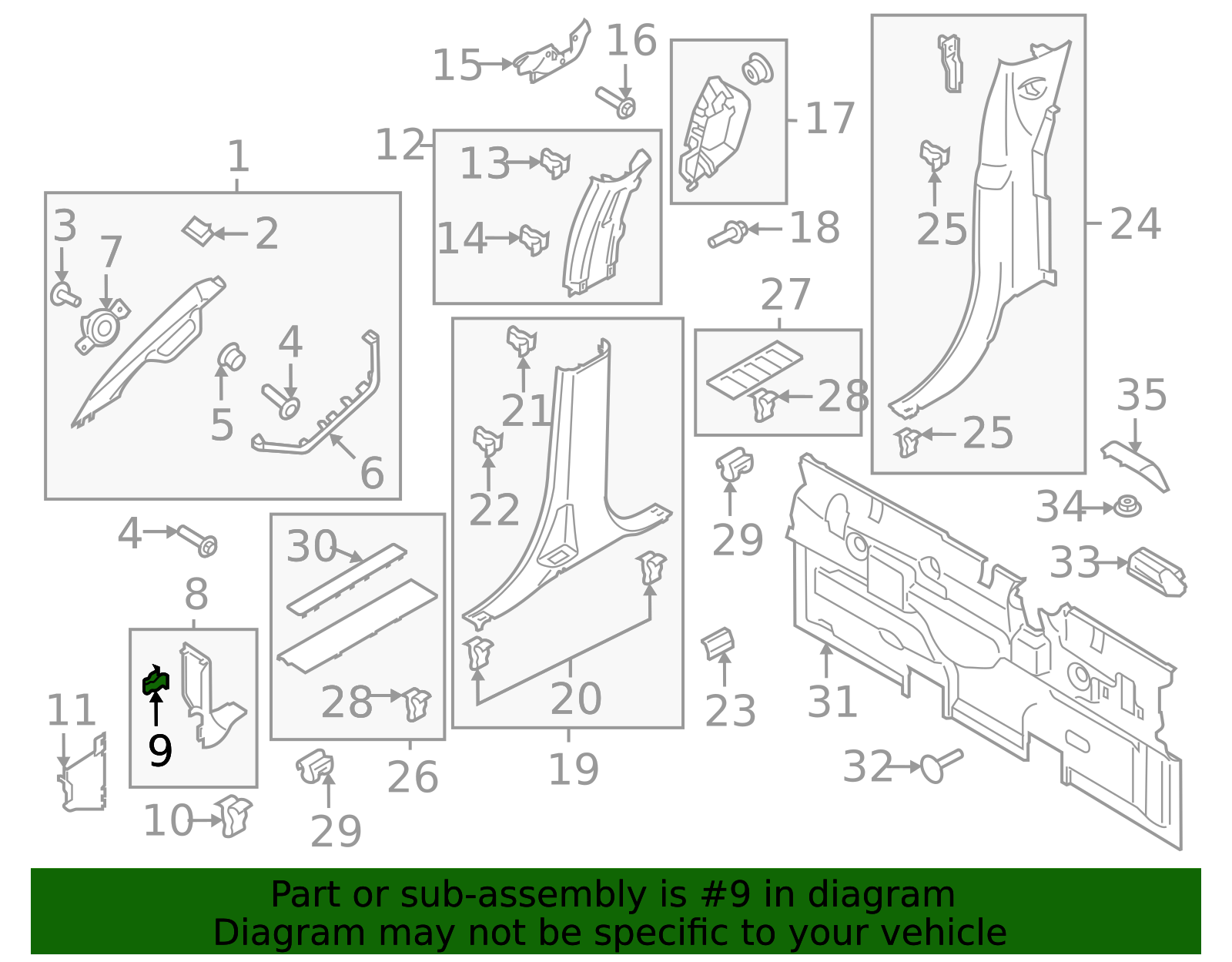 2015-2025 Ford Cowl Kick Panel Clip W715980-S439 | QuirkParts