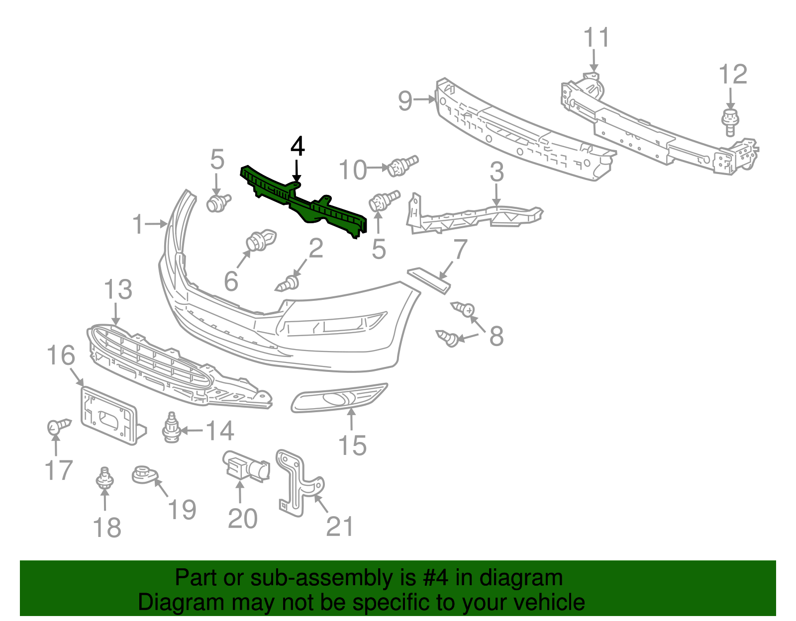 71103-TP6-A00 - Beam Front Bumper Center (Upper) - 2010-2012 Honda ...