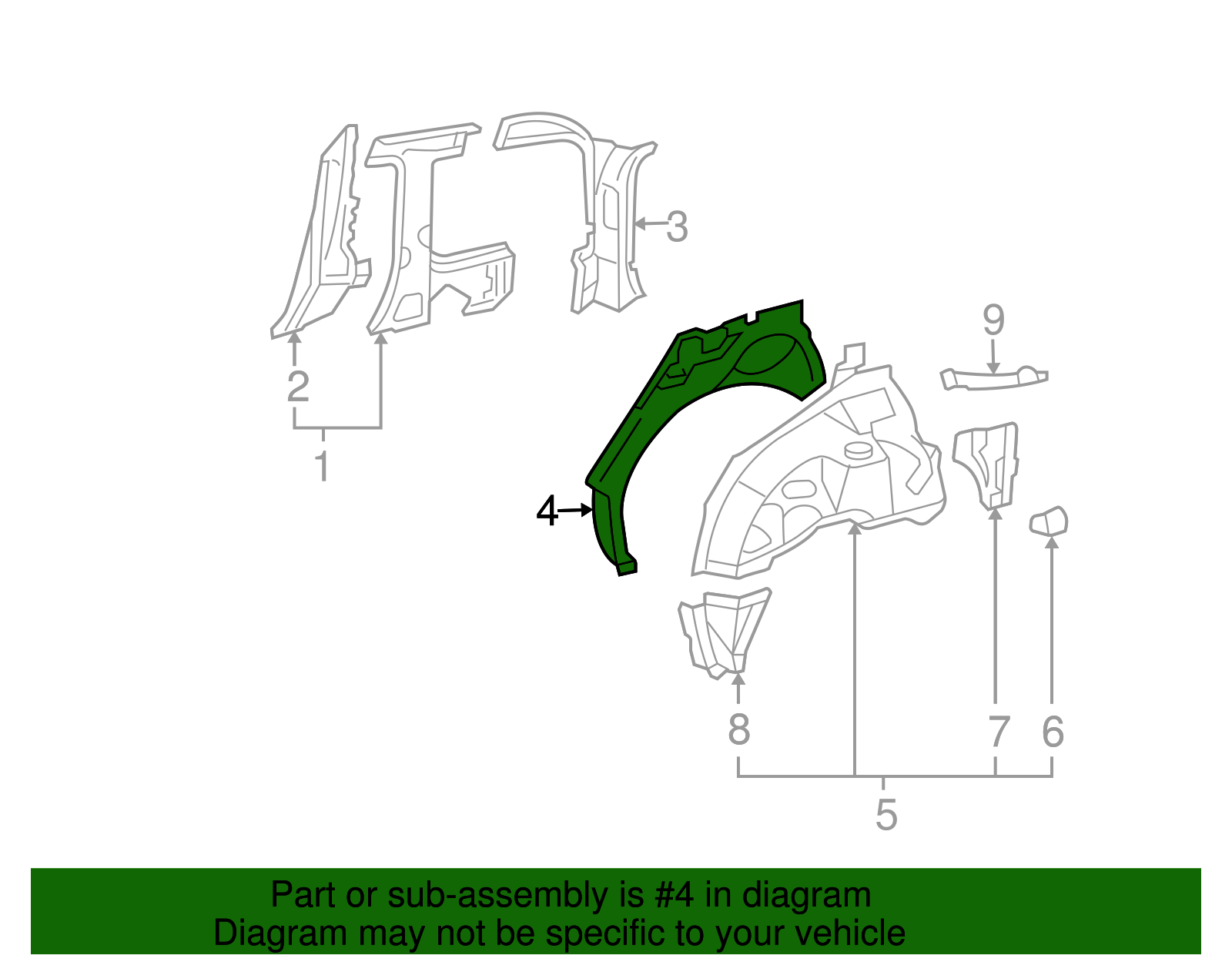 2004-2006 Scion xA Outer Wheelhouse 61632-52070 | Toyota Parts Center