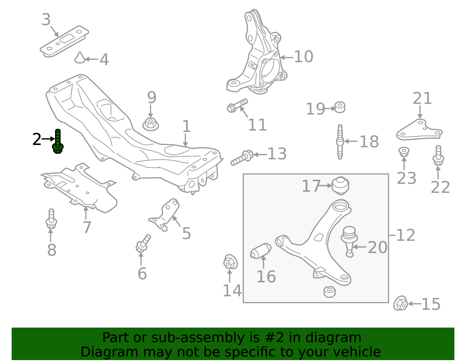 2013-2014 Subaru Suspension Cross-Member Bolt 901000304 | Subaru Parts Guys