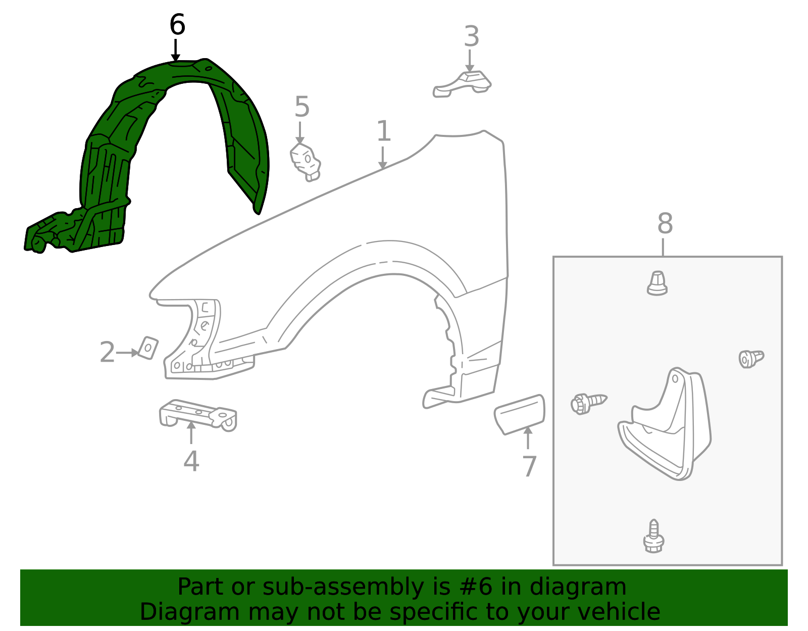 1998-2000 Toyota Corolla Fender Liner 53875-02030 | MotorMotor