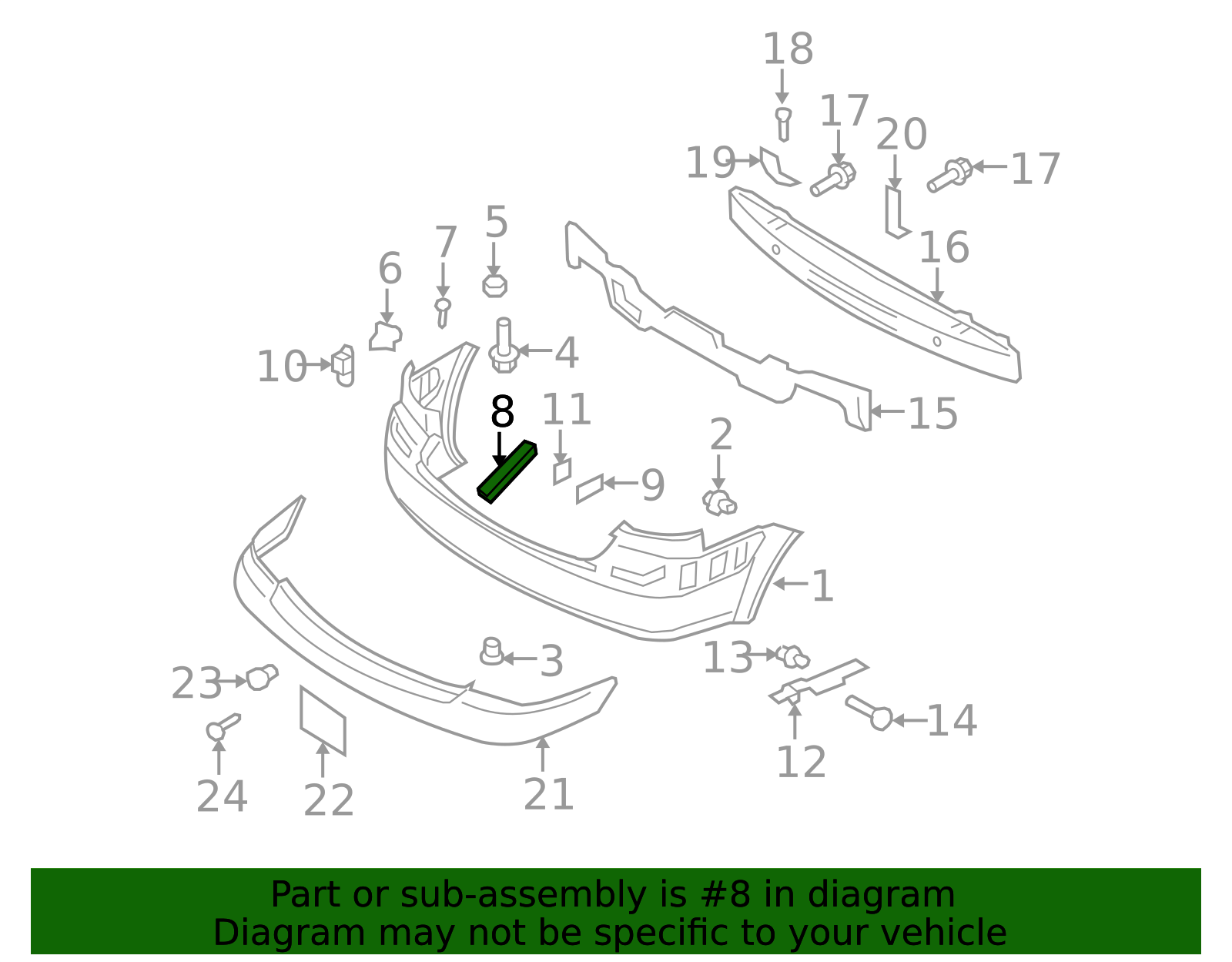 2006-2009 Kia Rio | Bumper Cover Pad | 86691-1G000 | Kia Auto Parts