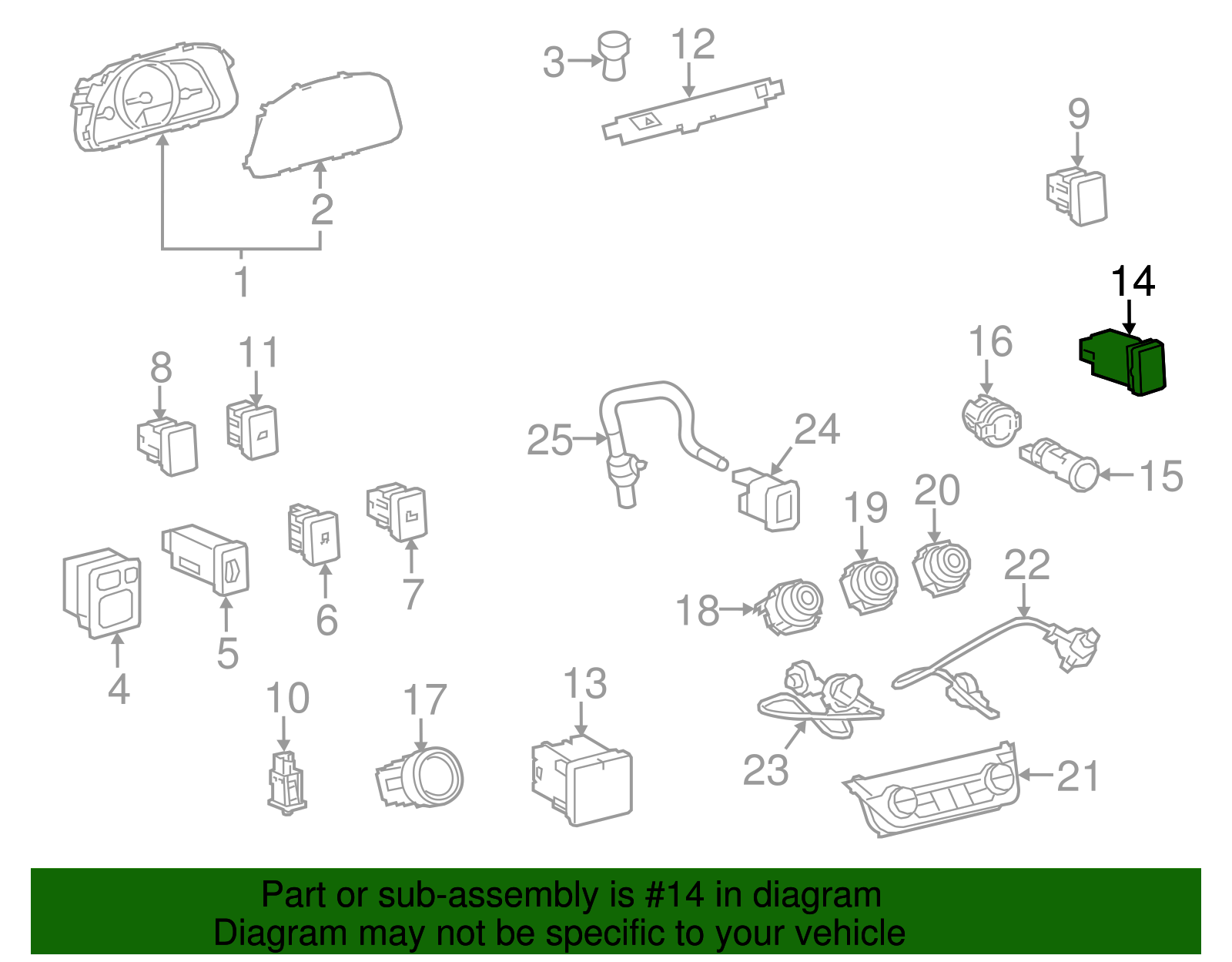 84751-0R032 - Switch - 2013-2019 Toyota | OEM Genuine Toyota Parts