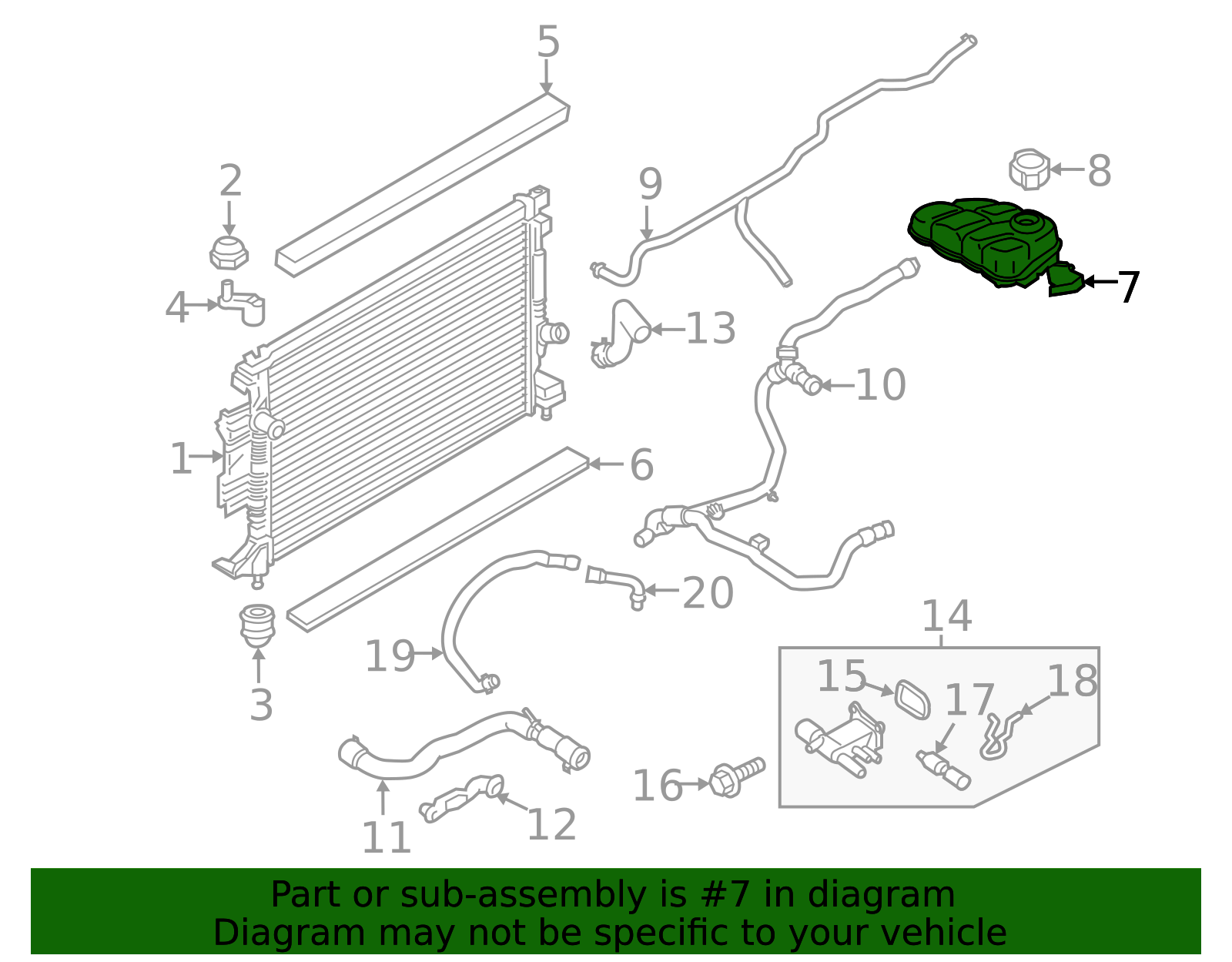GJ7Z-8A080-A - Tank Assembly Radiator Overflow - 2017-2019 Lincoln MKC ...