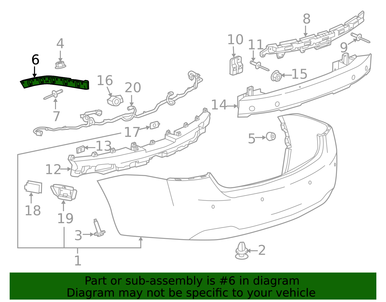 2014-2020 Chevrolet Impala Rear Driver Side Bumper Fascia Bracket ...